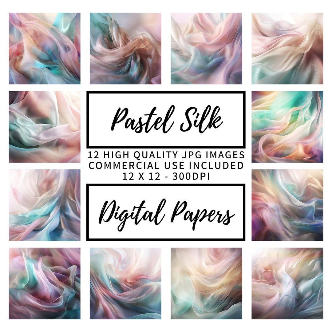 Pastel Silk 12 X 12 Digital Paper Pack, Scrapbook Paper, Journals ...