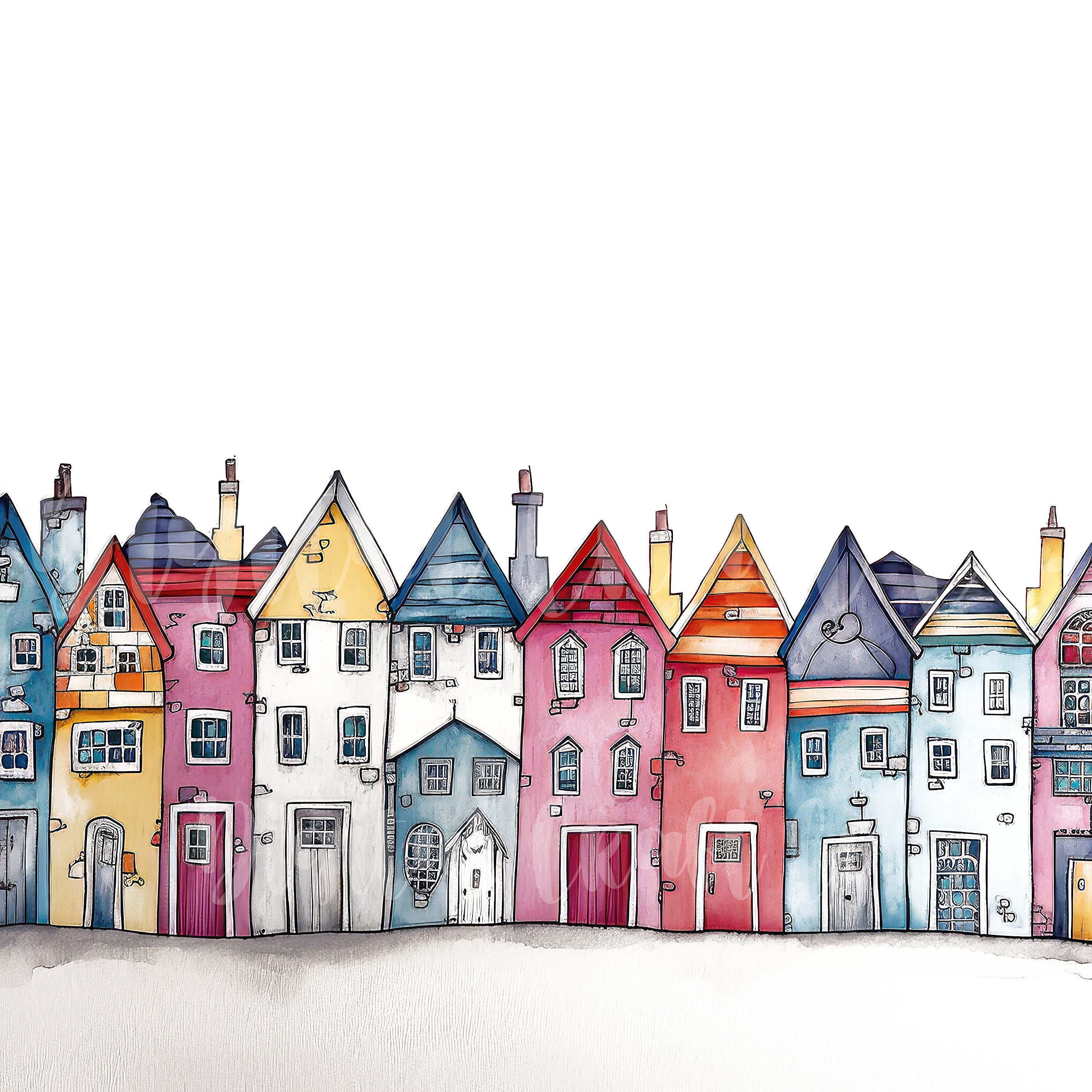 Quirky Houses Clipart 12 High Quality Jpgs Digital - Etsy UK
