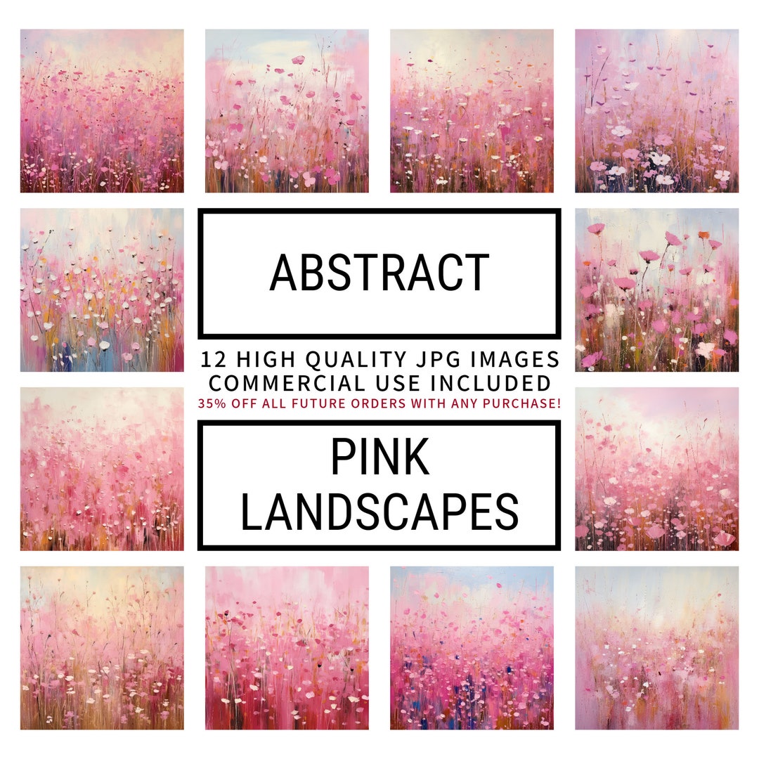 Abstract Pink Landscapes Clipart 12 High Quality Jpgs, Digital Planners ...