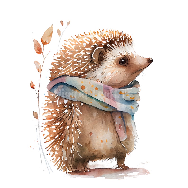 Winter Hedgehog Clipart 10 High Quality Jpgs Digital - Etsy