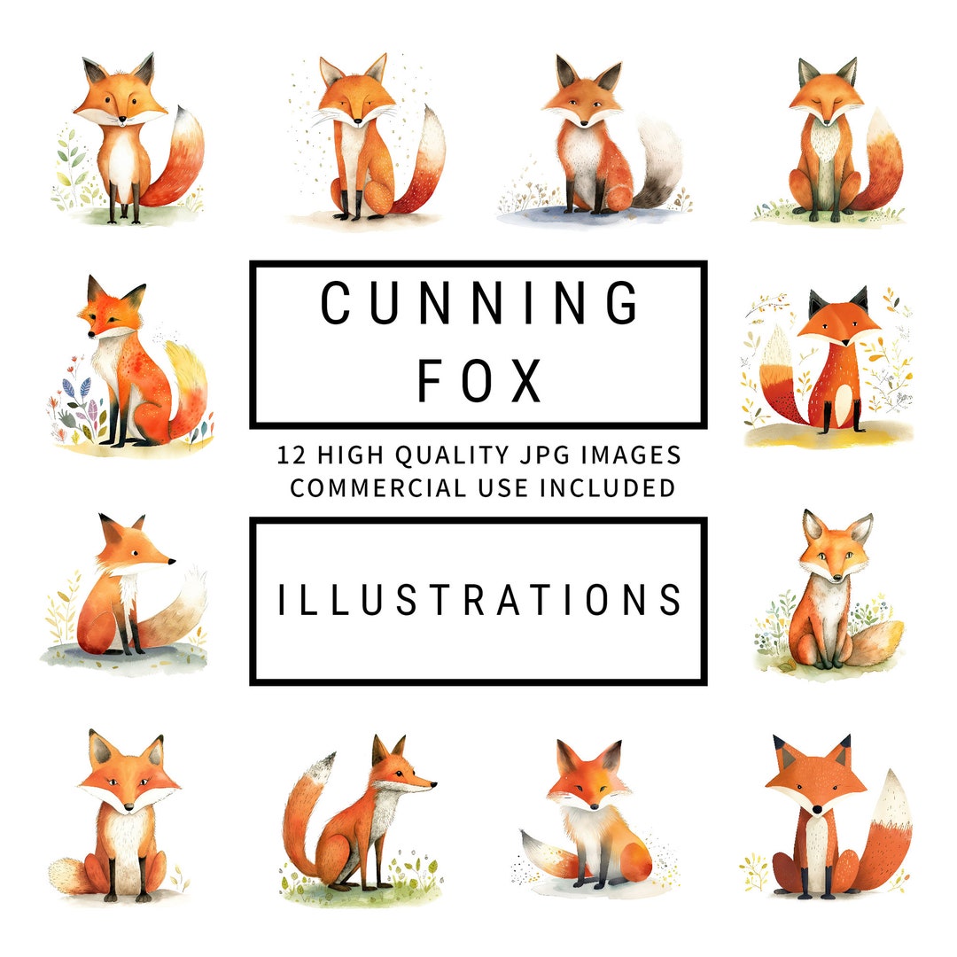 Cunning Fox Clipart 12 High Quality Jpgs Digital Planners - Etsy