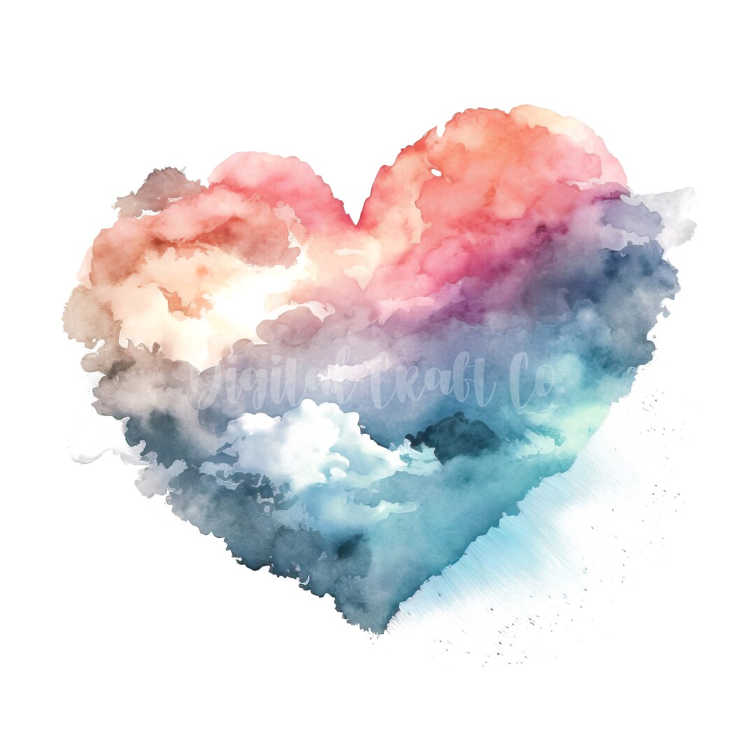 Heart Shaped Clouds Clipart 10 High Quality Jpgs Junk Journals ...