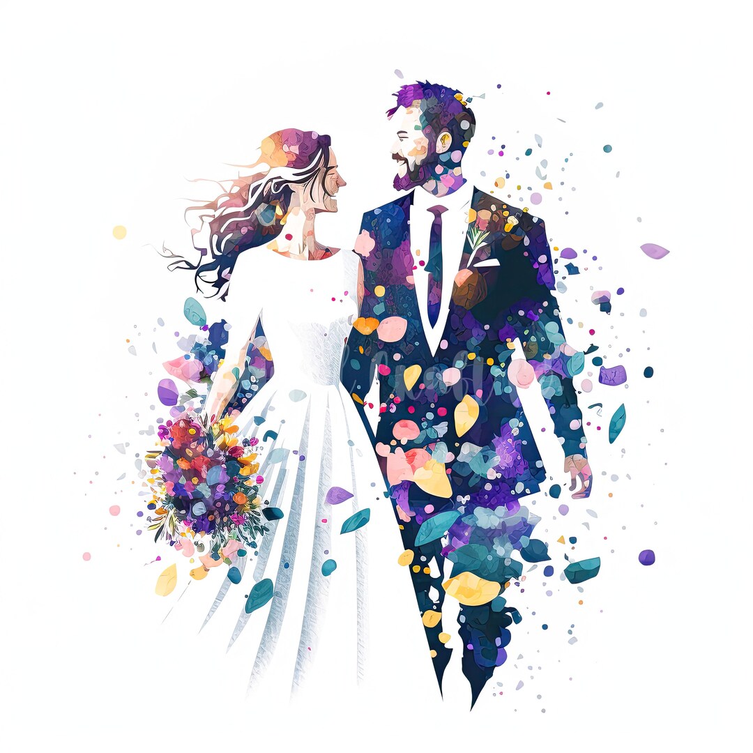 Confetti Couple Clipart 10 High Quality Jpgs Digital Download Card ...