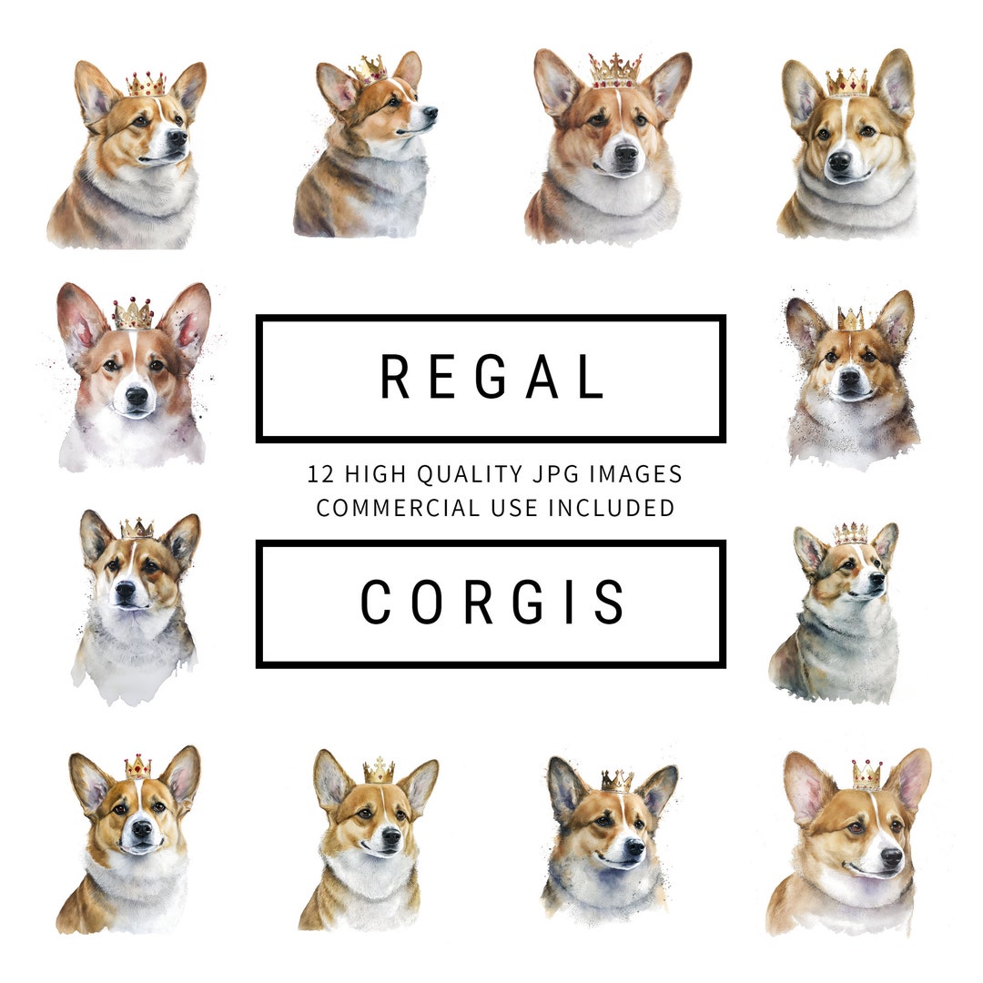 Regal Corgis Clipart 12 High Quality Jpgs Junk Journaling, Coronation ...