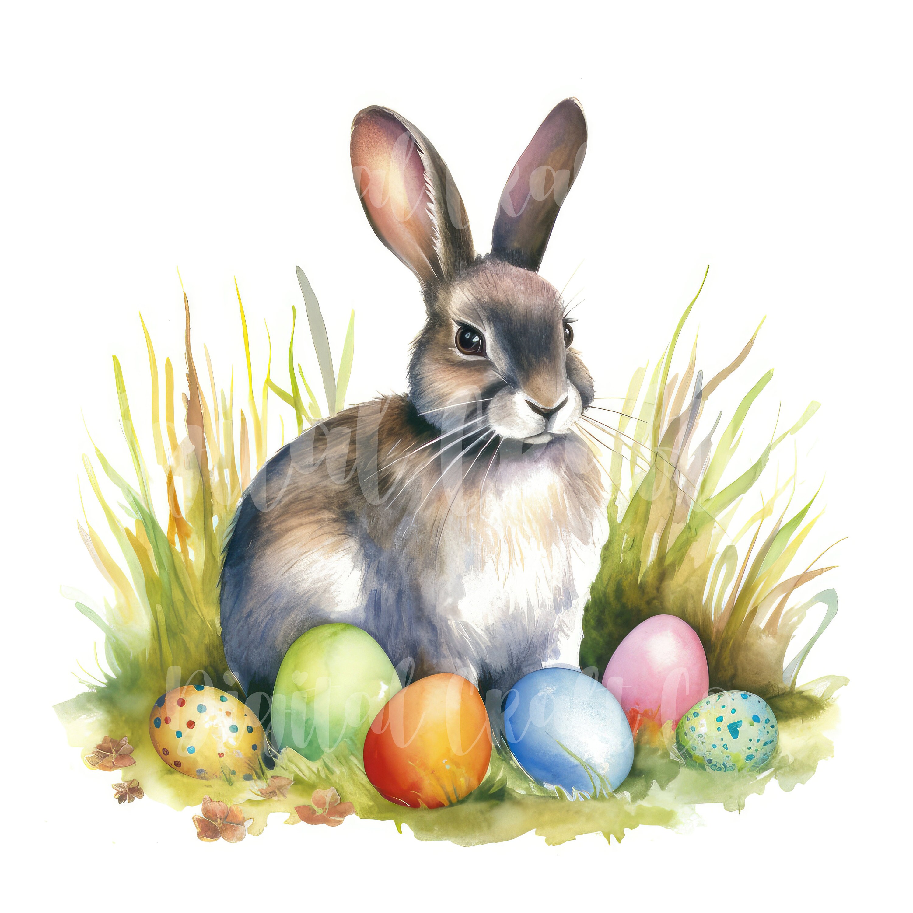 Easter Bunny & Eggs Clipart 12 High Quality Jpgs Digital - Etsy