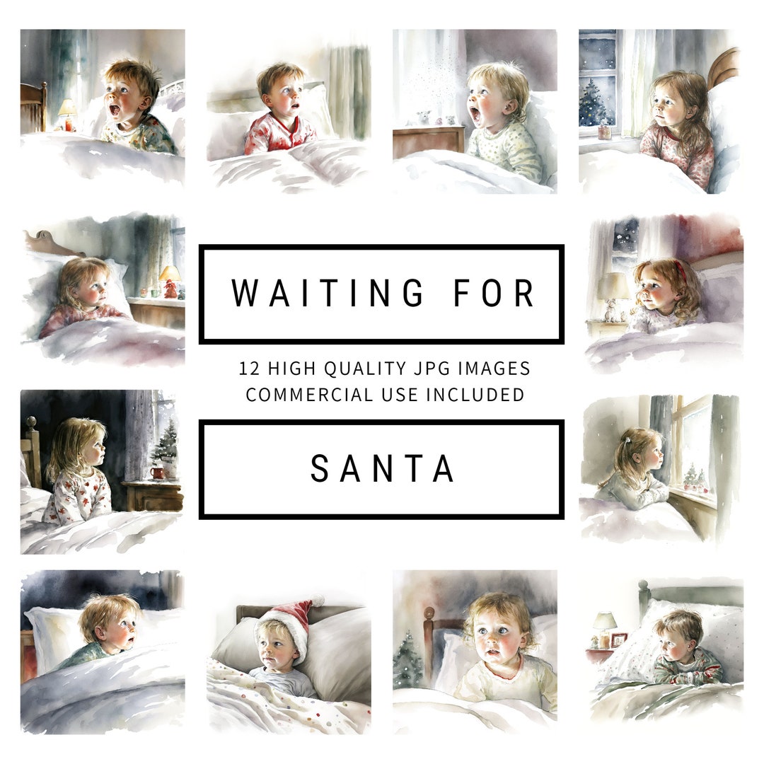 Waiting for Santa Clipart 12 High Quality Jpgs Digital - Etsy