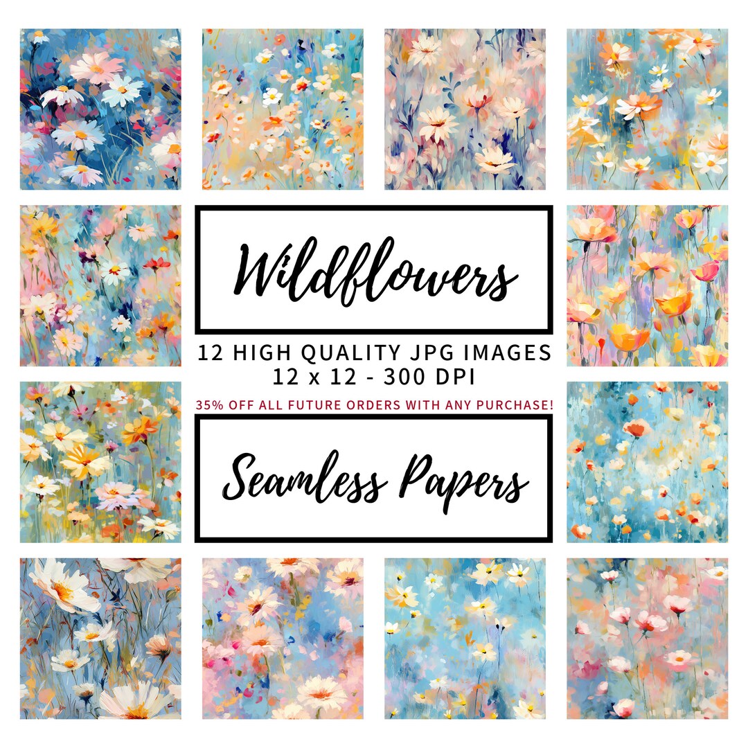 Wildflowers 12 X 12 Seamless Paper Pack, Scrapbook Paper, Journals ...
