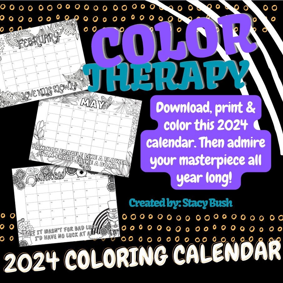 2024 Coloring Calendar, Color Therapy, Adult Coloring, Sarcastic ...