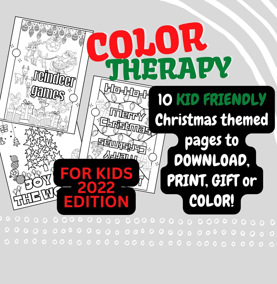 Download&print 10pgs- Kids Christmas Coloring, Holiday Color, Christmas ...