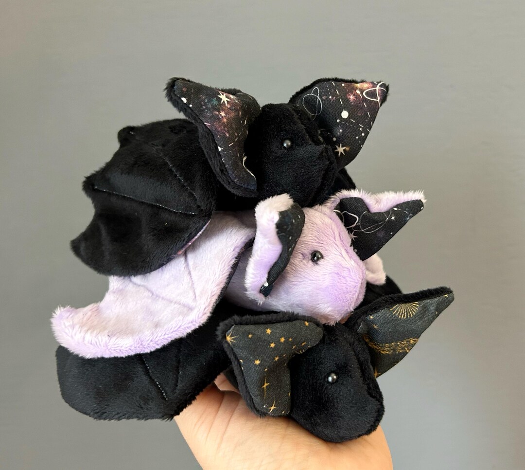 Set of 3 Little Bat Plush, Cute Mini Black Galaxy Bat, Pocket Hug Bat ...