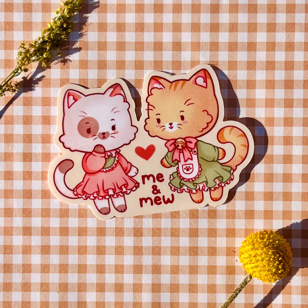 Me & Mew Vinyl Sticker Kawaii Cute Couple Sticker - Etsy