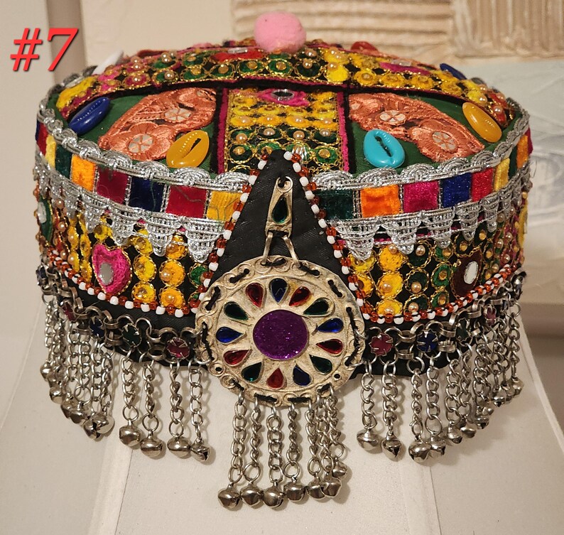 Traditional Embroided Afghan/turkmen Cap With Afghan Jhoomer Headpiece ...