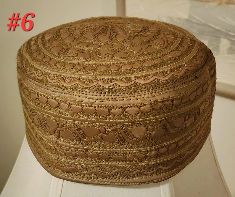 Traditional Embroided Round Kufi Cap for Men. Hard Fabric, Size 22 & 22 ...