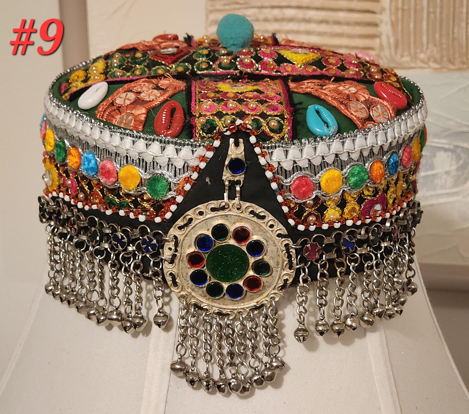 Traditional Embroided Afghan/turkmen Cap With Afghan Jhoomer Headpiece ...
