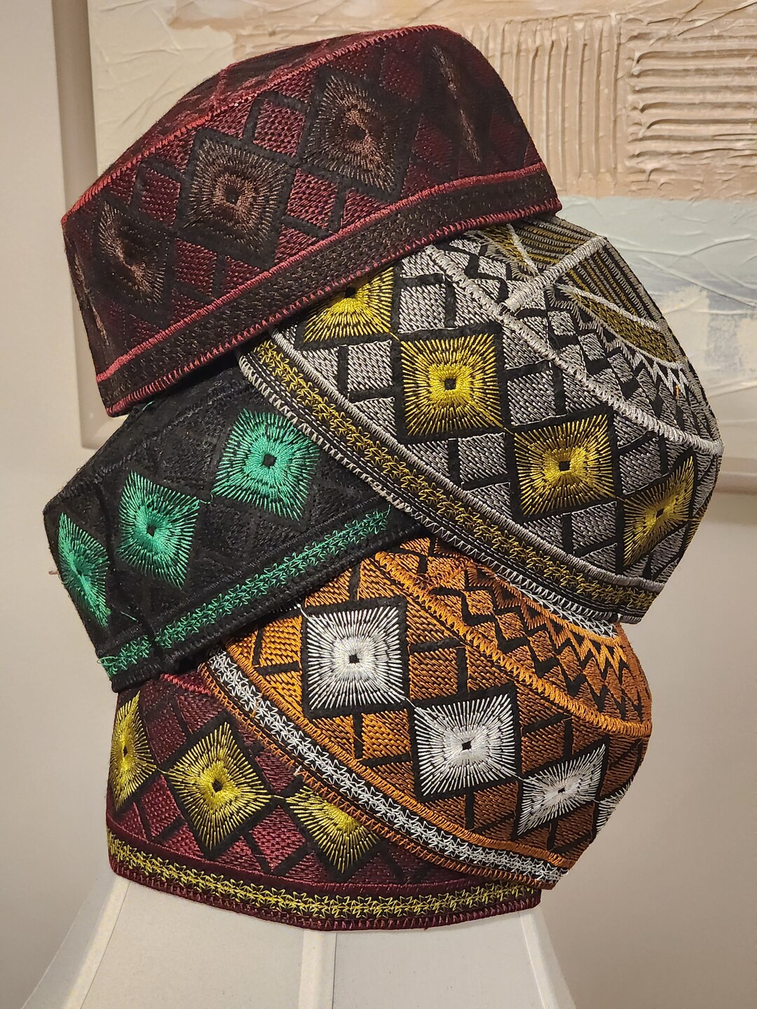 Embroided Round Cap for Men. Size 22 & 23 Inches Round. - Etsy