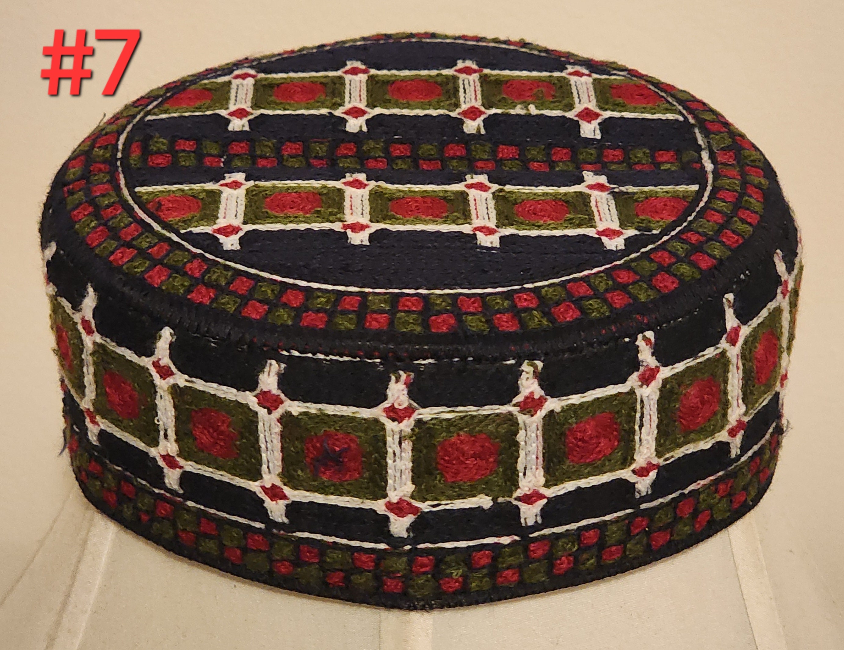 Traditional Embroided Round Cap for Men/women. Size 22 & 22.5 Inches ...