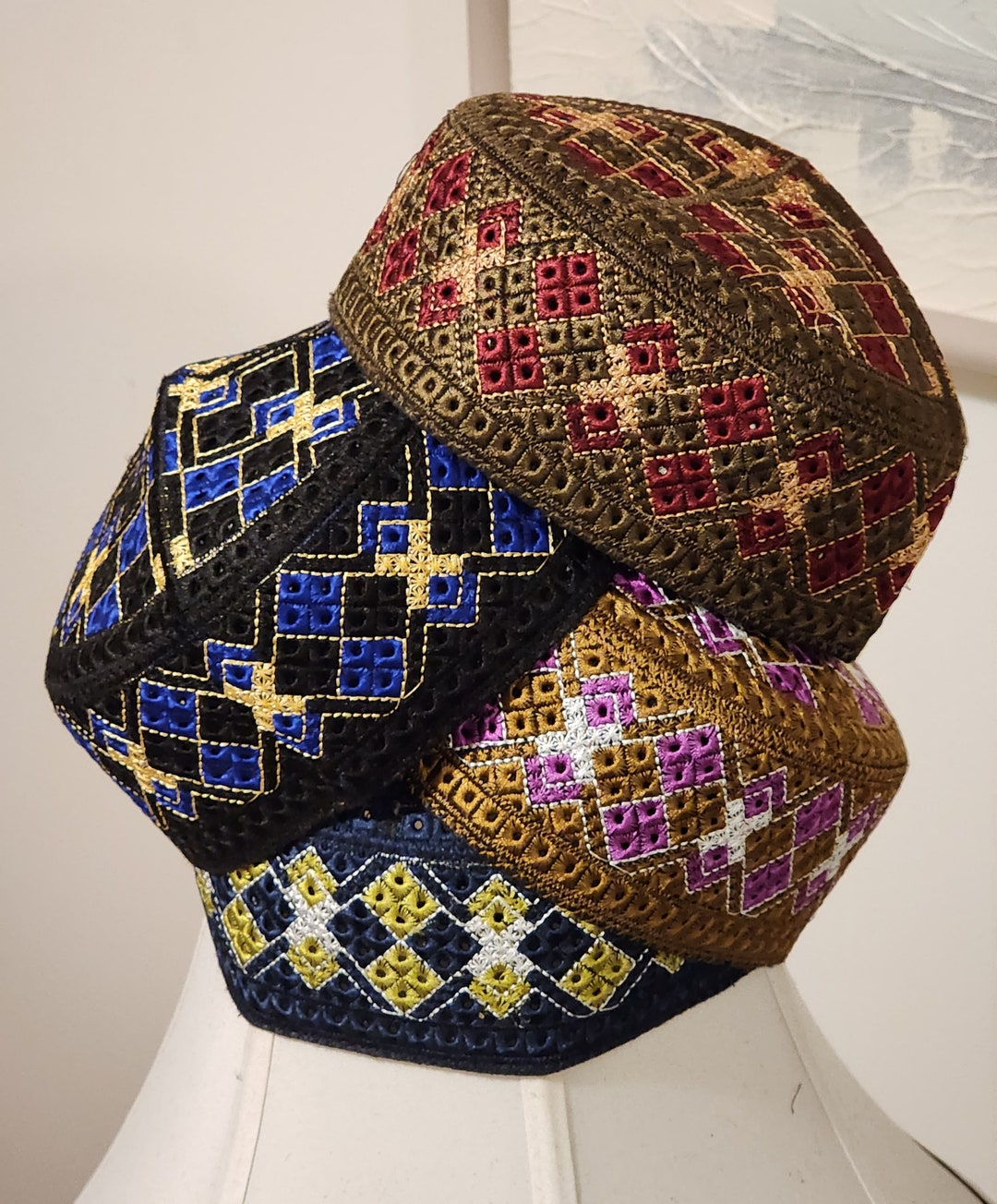 Traditional Embroided Round Cap for Men. Size 21, 22 & 23 Inches Round ...