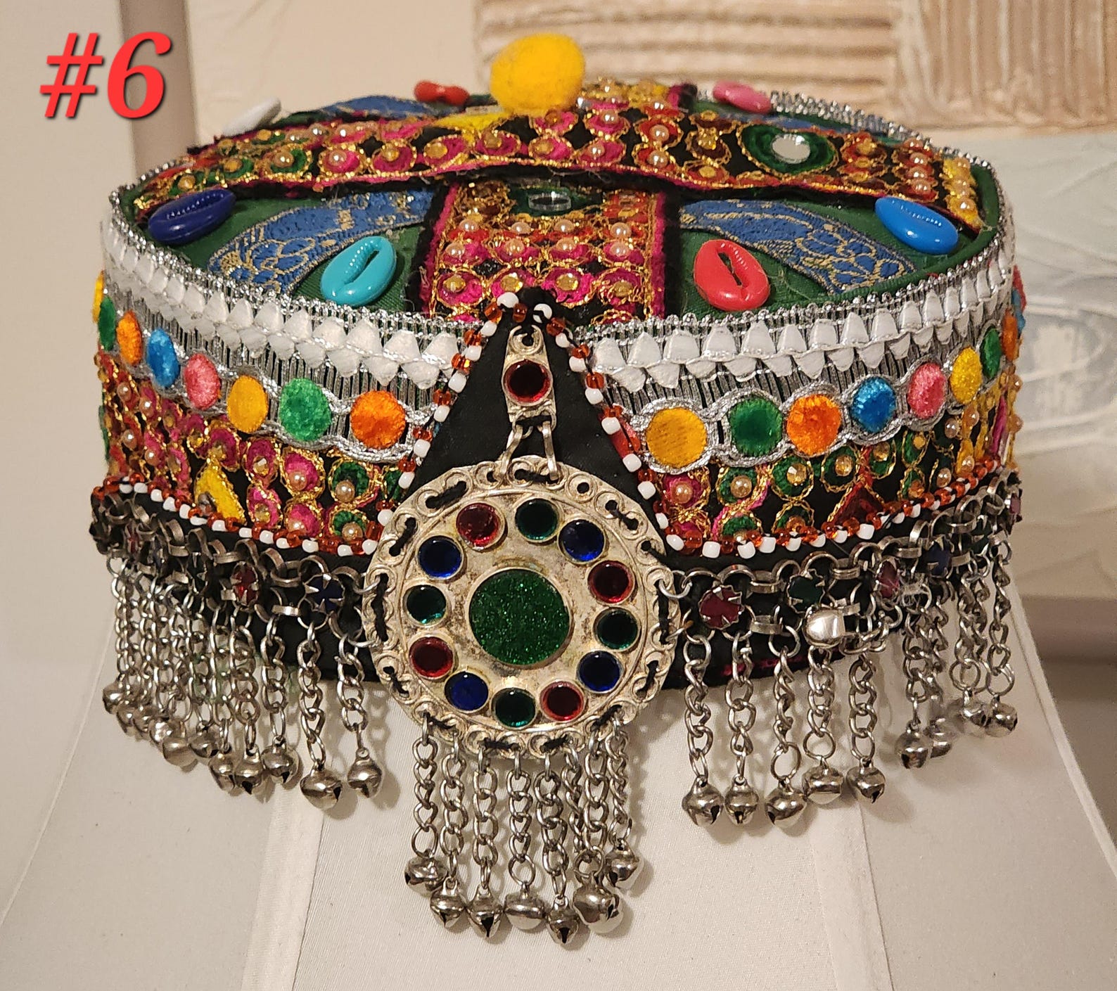 Traditional Embroided Afghan/turkmen Cap With Afghan Jhoomer Headpiece ...