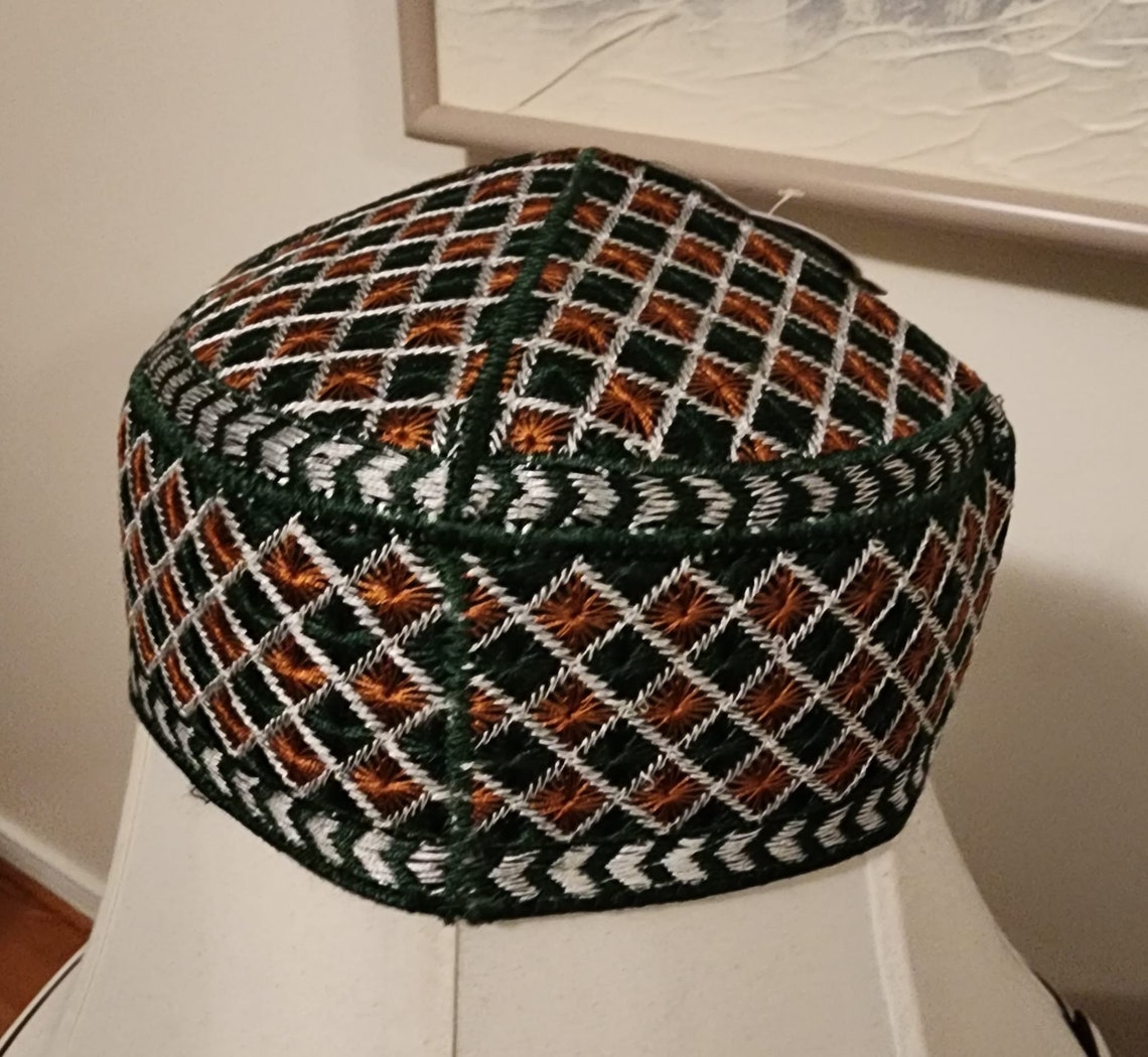 Traditional Embroided Round Cap for Men/women. Size 21 & 22 Inches ...