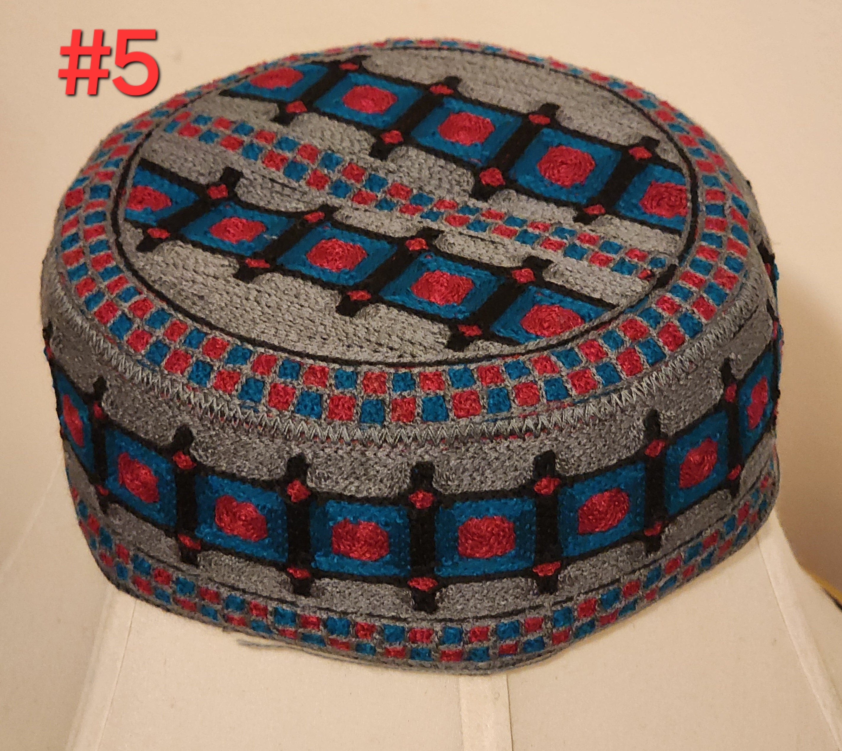 Traditional Embroided Round Cap for Men/women. Size 22 & 22.5 Inches ...
