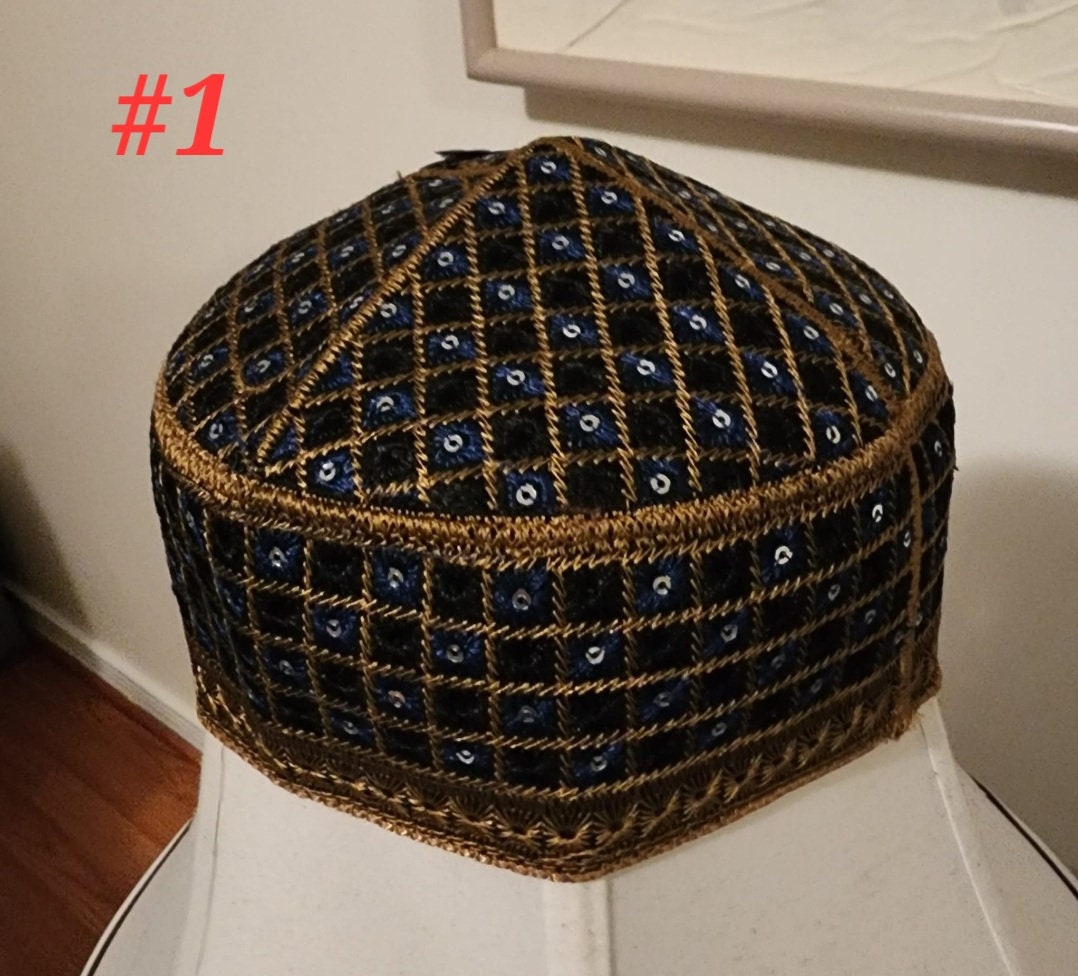 Traditional Embroided Round Cap for Men/women. Size 21 & 22 Inches ...