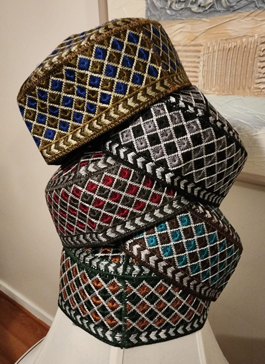 Traditional Embroided Round Cap for Men/women. Size 21 & 22 Inches ...