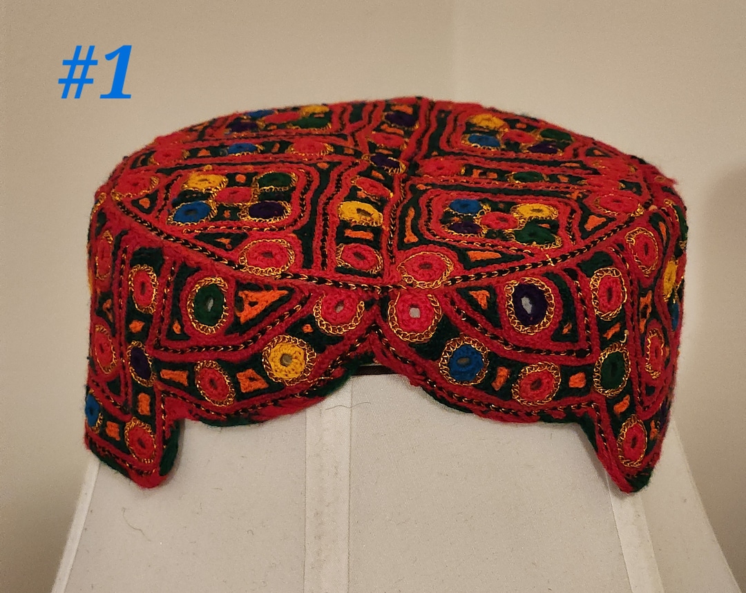 Traditional Hand Embroided Balochi/sindhi/pashtoon Cap With Mirror Work ...