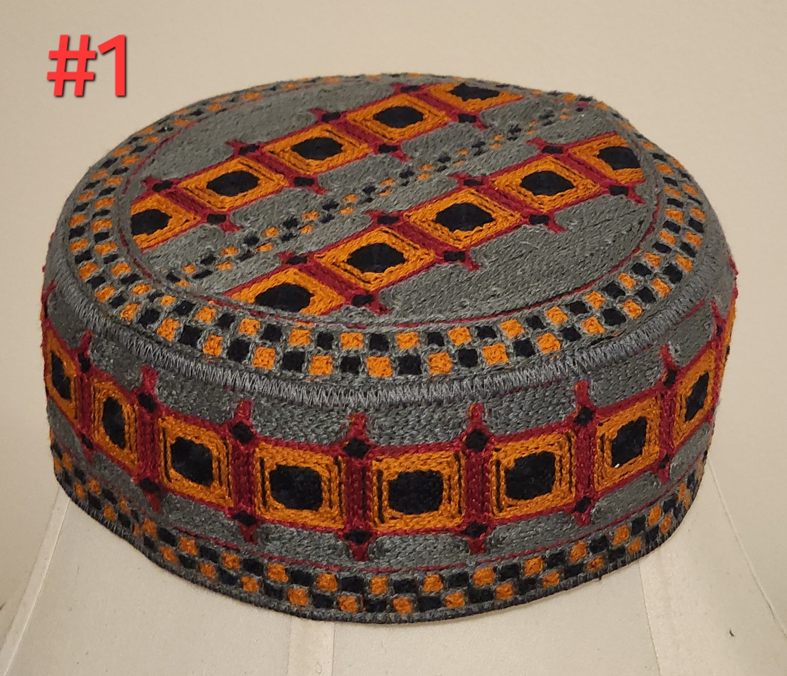 Traditional Embroided Round Cap for Men/women. Size 22 & 22.5 Inches ...