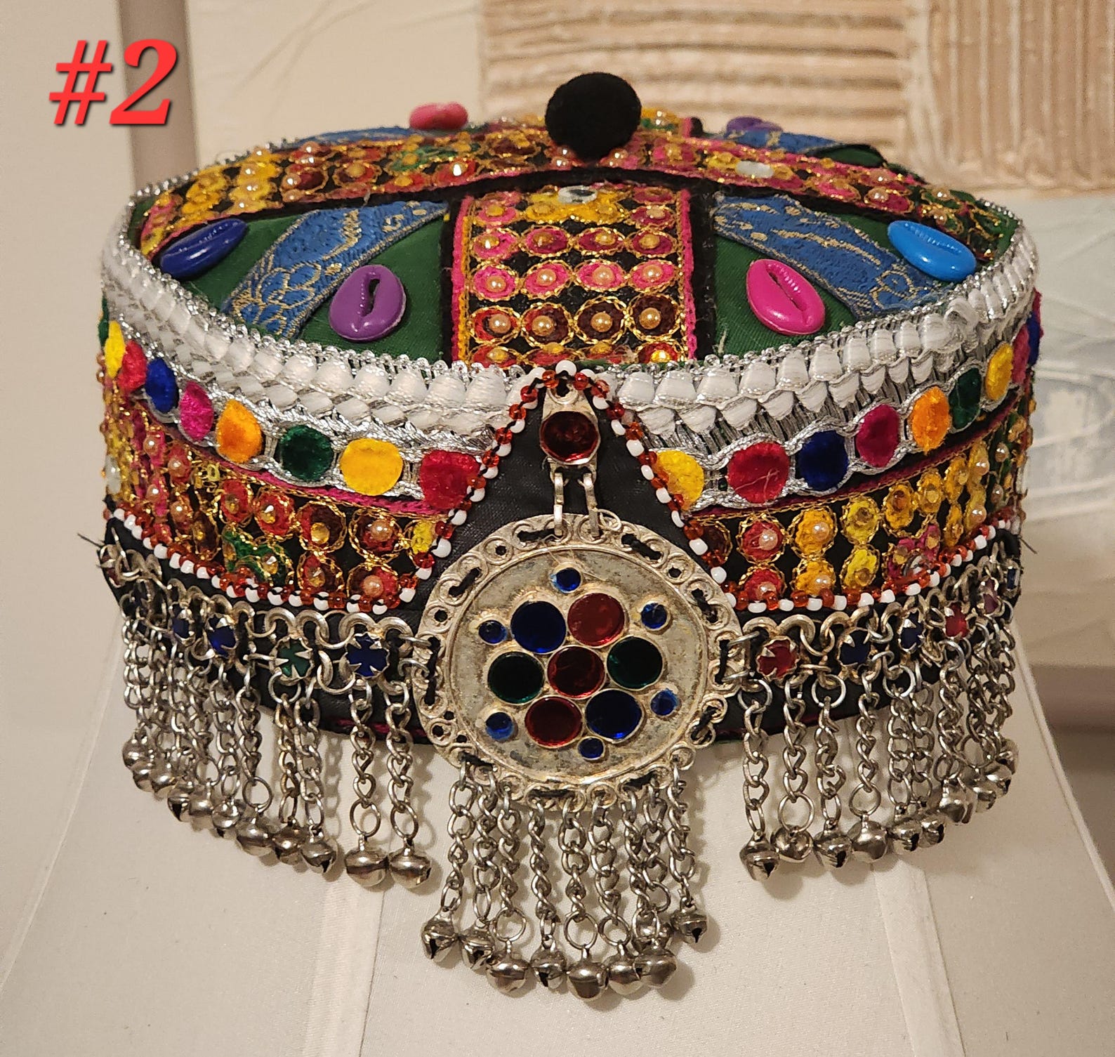 Traditional Embroided Afghan/turkmen Cap With Afghan Jhoomer Headpiece ...