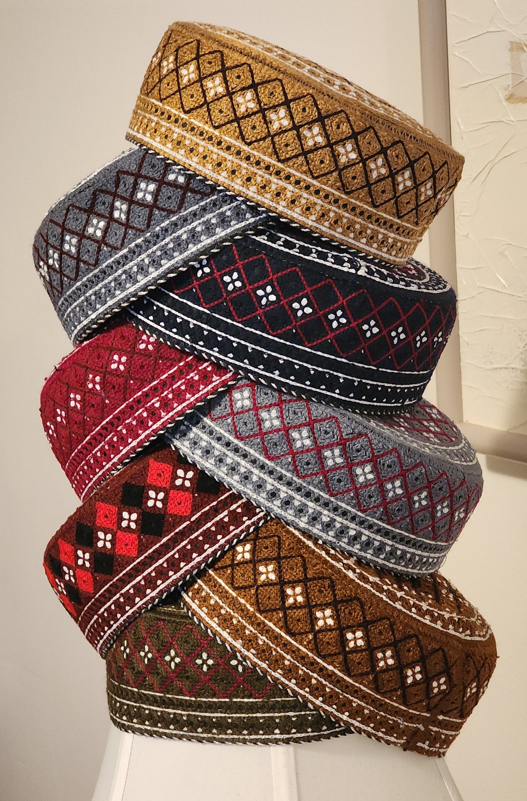 Traditional Embroided Round Cap for Men/women. Size 22 & 22.5 Inches ...