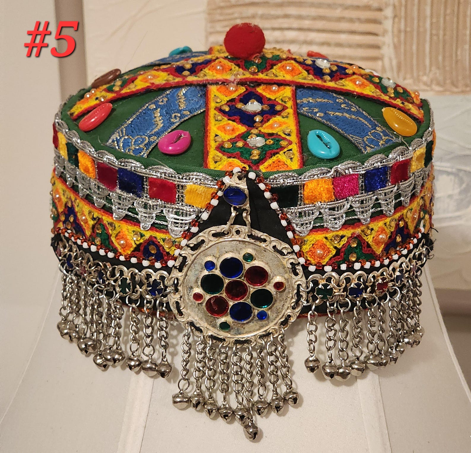 Traditional Embroided Afghan/turkmen Cap With Afghan Jhoomer Headpiece ...