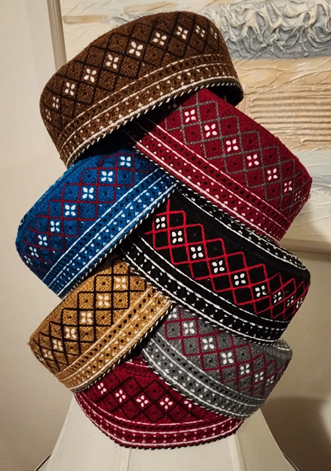 Traditional Embroided Round Cap for Men/women. Free Shipping - Etsy