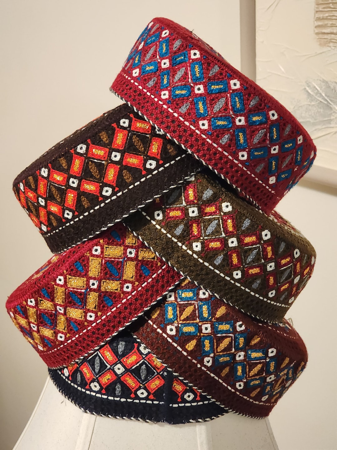 Traditional Embroided Round Cap for Men/women. Size 22 Inches Round ...