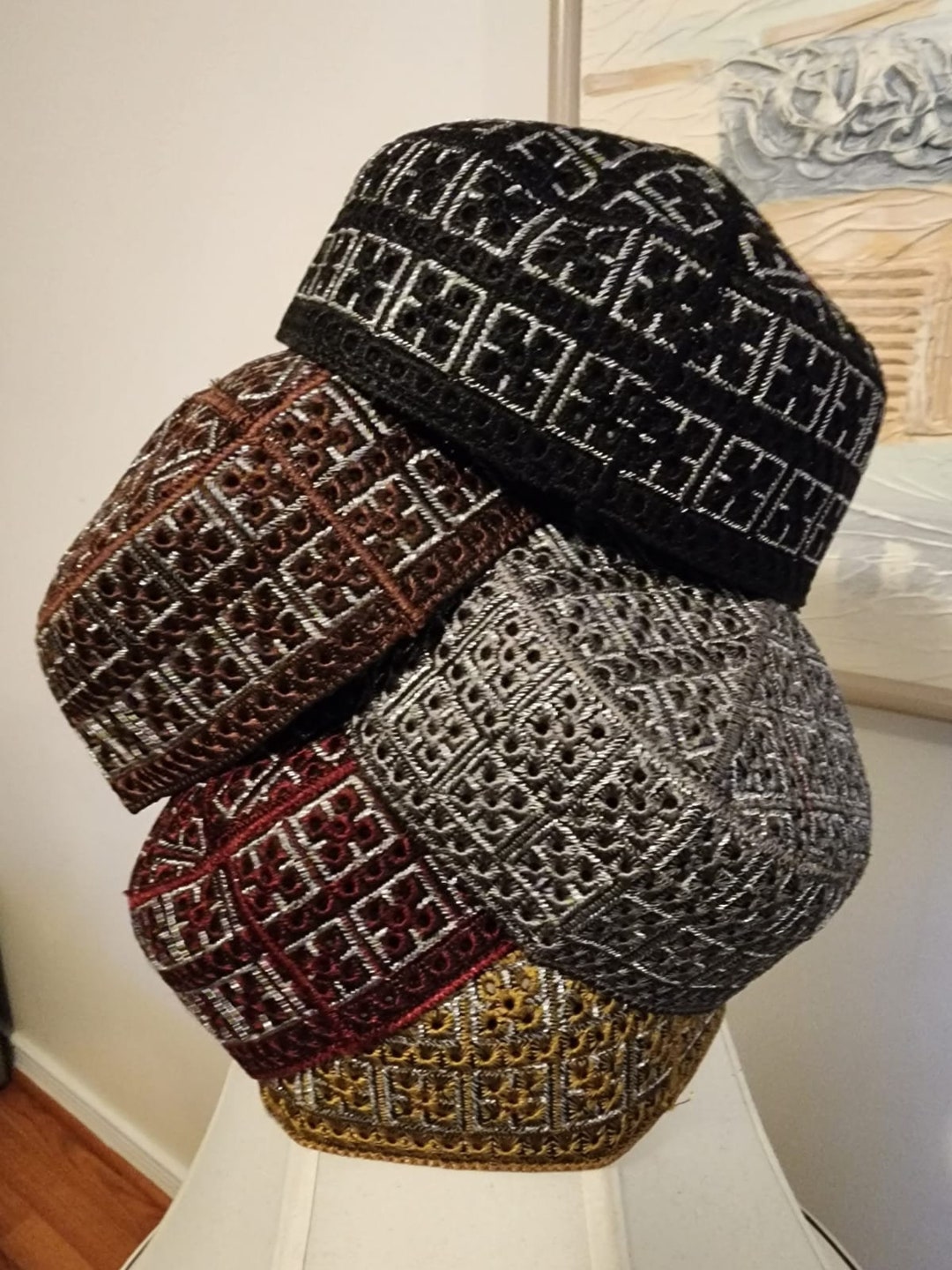 Traditional Embroided Round Cap for Men. Size 22 Inches Round. Free ...