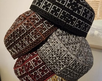 Afghan Traditional Golden Thread Embroided Cap With Headpiece Jewelry ...