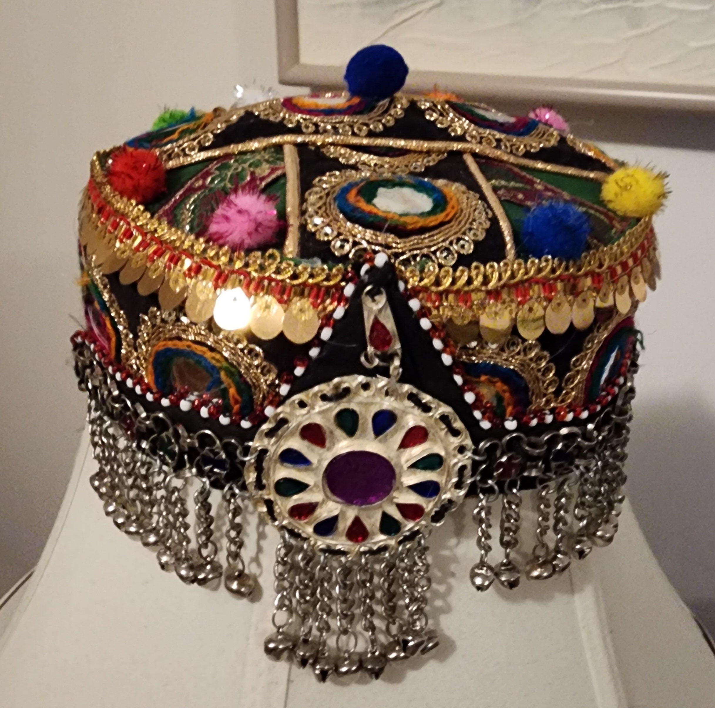 Traditional Embroided Afghan/turkmen Cap With Afghan Jhoomer Headpiece ...
