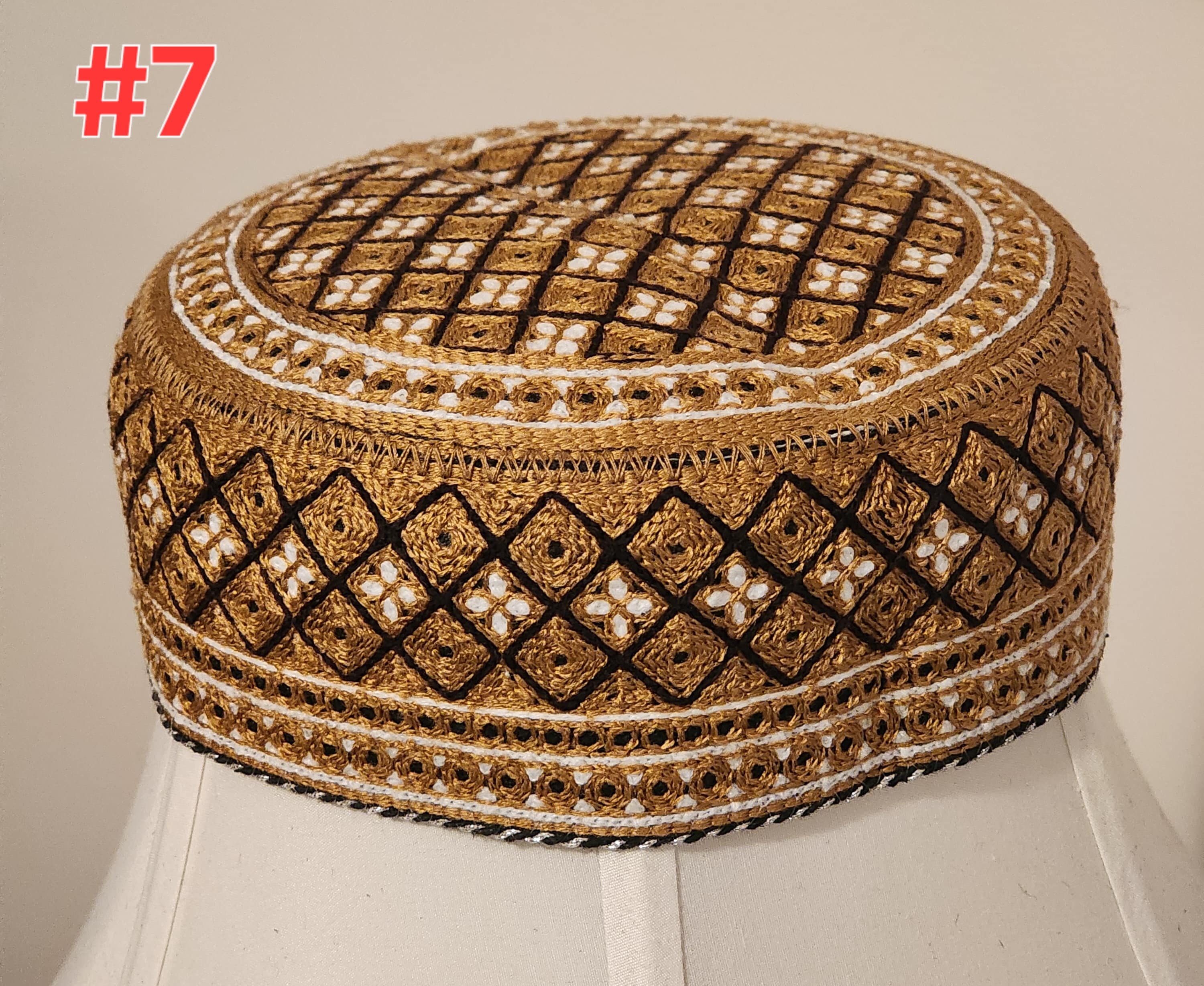 Traditional Embroided Round Cap for Men/women. Size 22 & 22.5 Inches ...