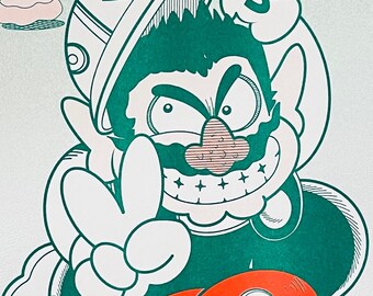 Mario, Pauline and Donkey Kong Riso Risograph 2 Colour Print Screen ...
