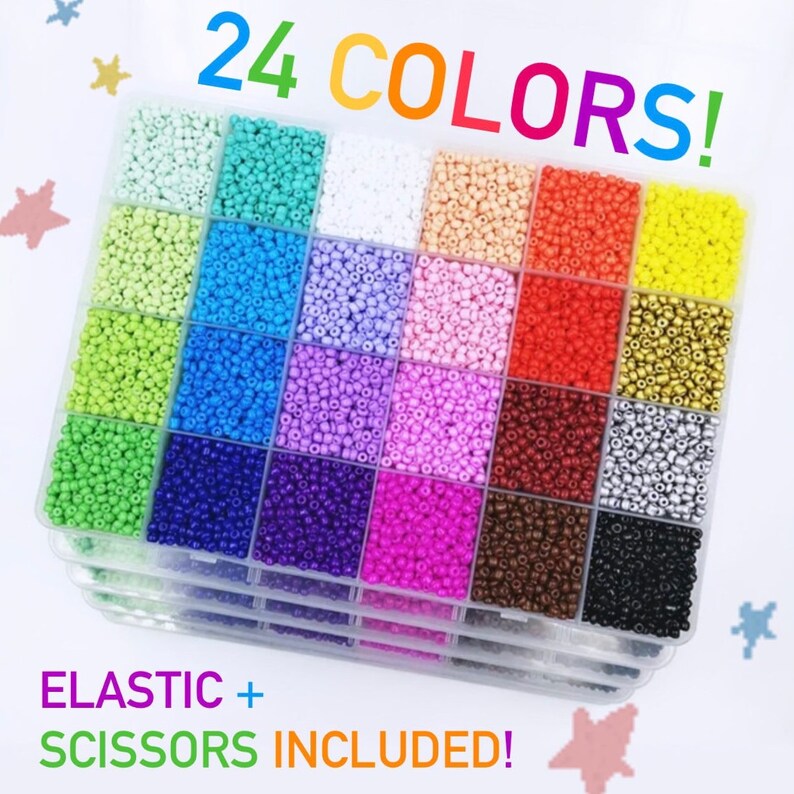 24 Colors DIY 2mm Seed Bead Kit, Jewelry Making Supplies, Kids Crafts ...