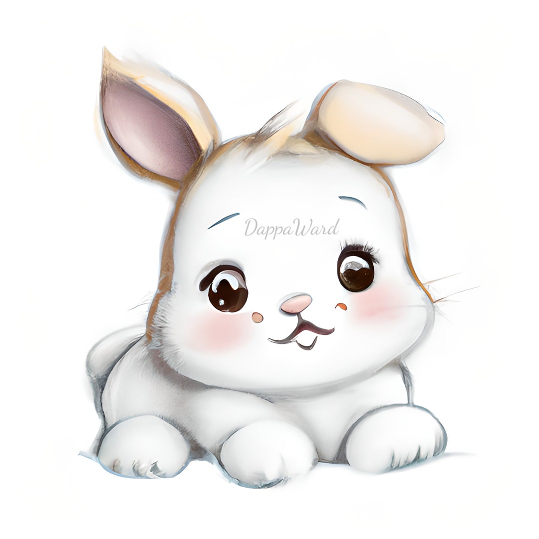 Wall Art: Cute Baby Rabbit Instant Digital Download Art, PNG File ...