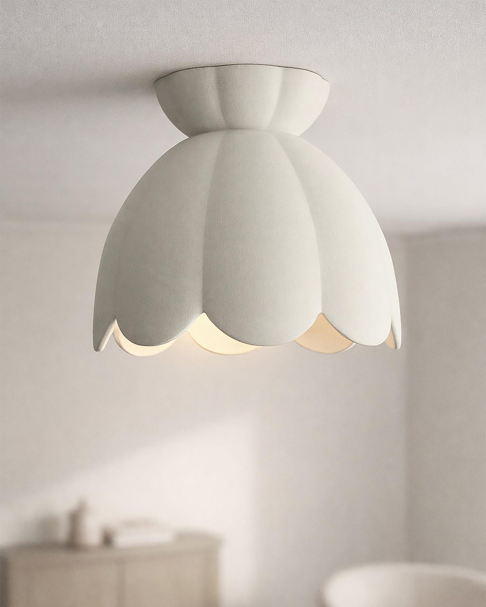 Large Vallea | Ceramic Flush Mount Ceiling Light | Handmade Minimalist ...