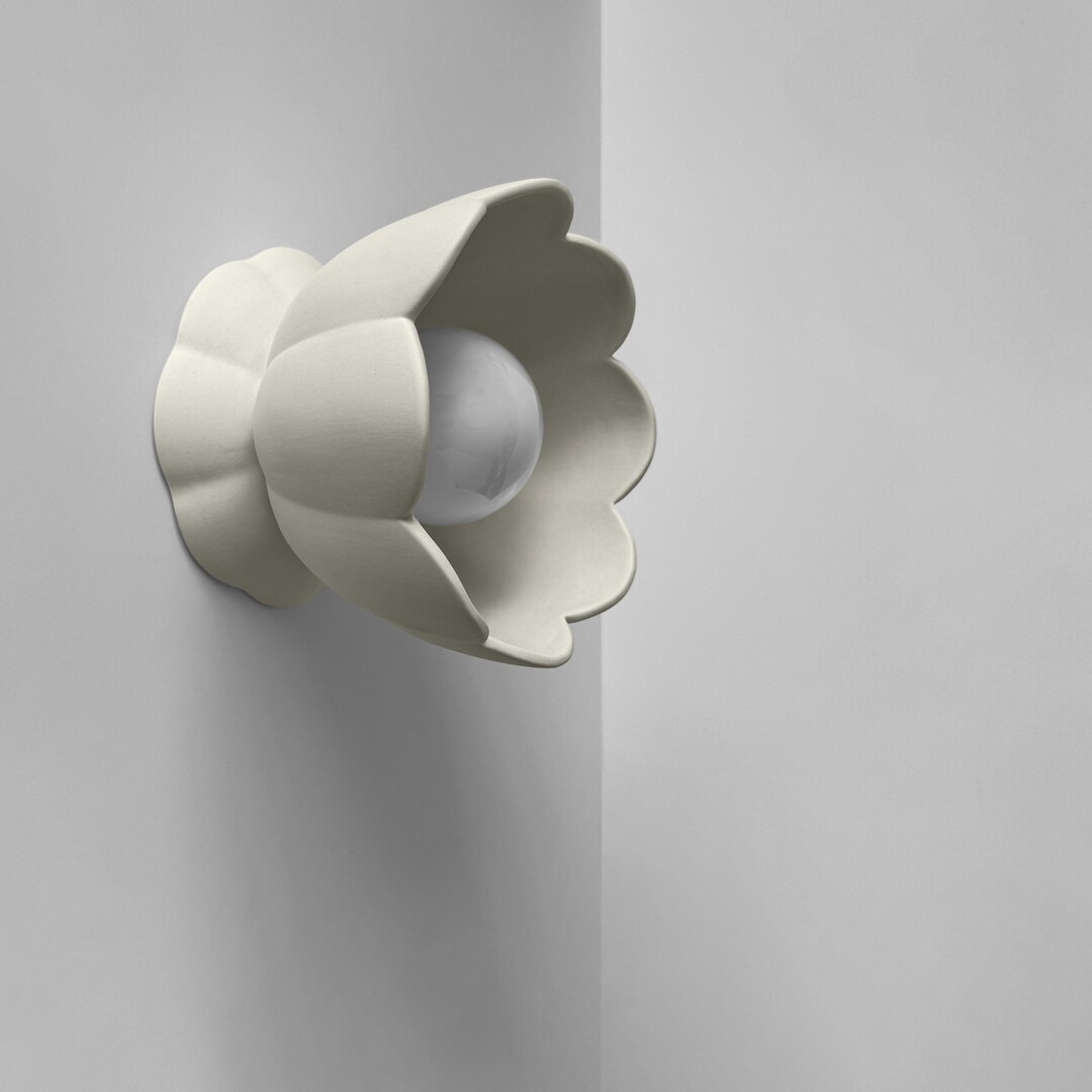 Small Vallea | Ceramic Flush Mount Wall Sconce | Handmade Minimalist ...