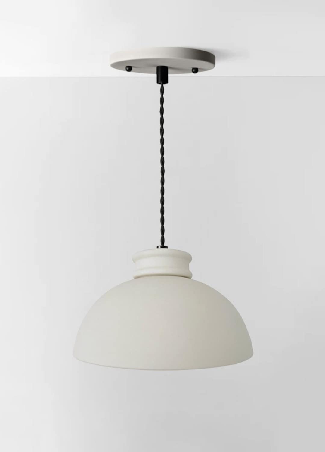 Handmade Ceramic Dome Pendant Light: Minimalist Bone White Ceiling ...