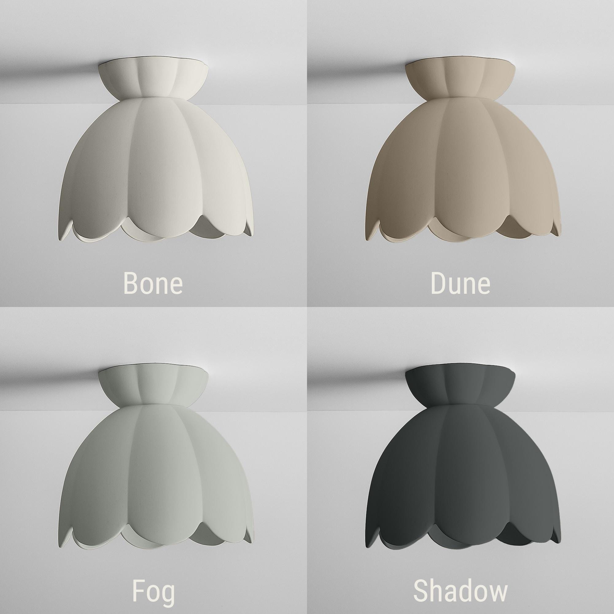 Large Vallea | Ceramic Flush Mount Ceiling Light | Handmade Minimalist ...