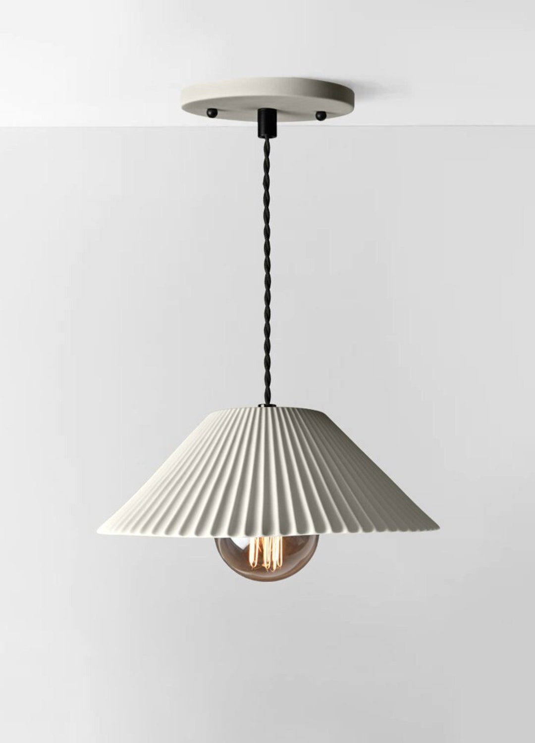 Large Scalloped Montebello Pendant Light Fixture - Bone - Etsy