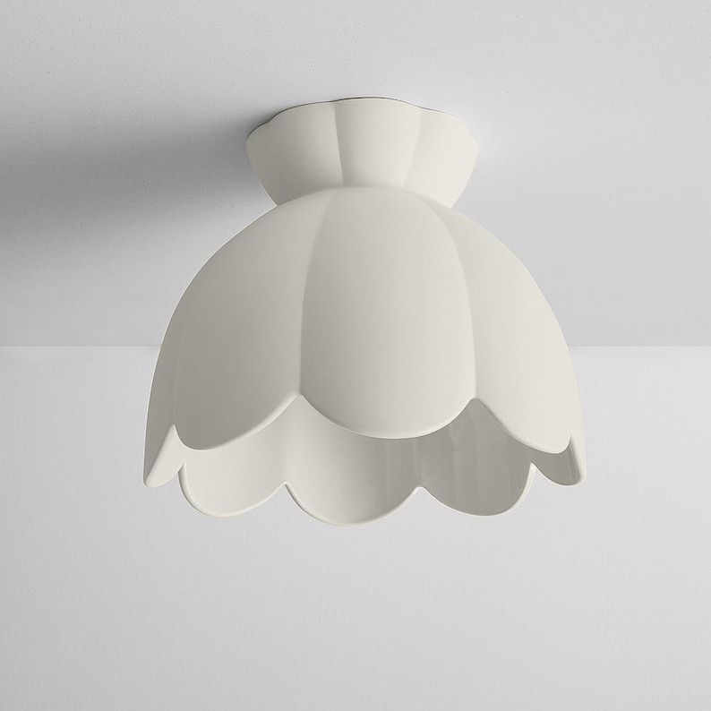 Large Vallea | Ceramic Flush Mount Ceiling Light | Handmade Minimalist ...