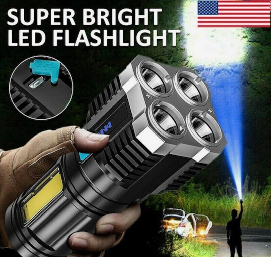Super Bright Flashlight Torch LED Searchlight USB Rechargeable ...