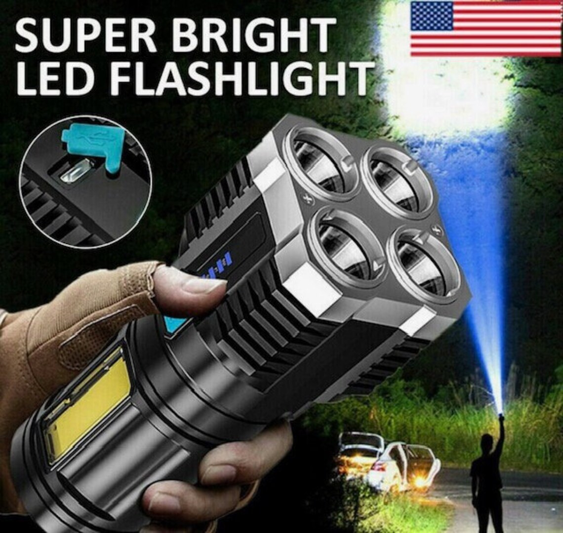 Super Bright Flashlight Torch LED Searchlight USB Rechargeable ...