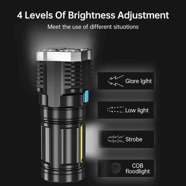 Super Bright Flashlight Torch LED Searchlight USB Rechargeable ...