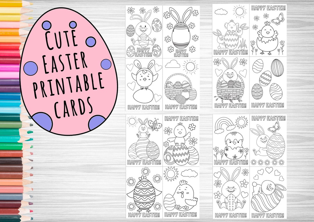 Easter Printable Colouring Card Pages for Kids Colouring Card Sheets ...